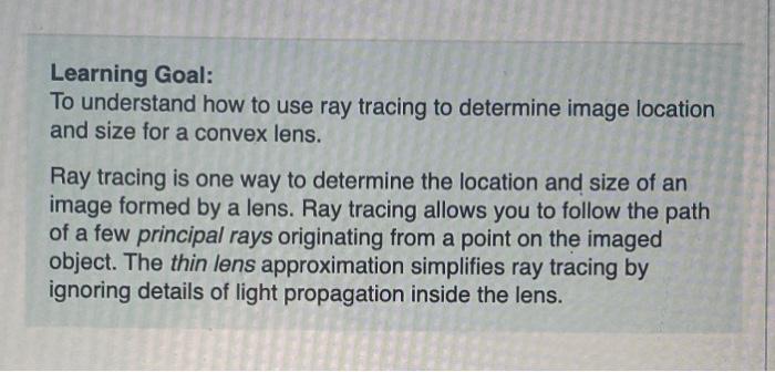Solved Learning Goal: To understand how to use ray tracing | Chegg.com