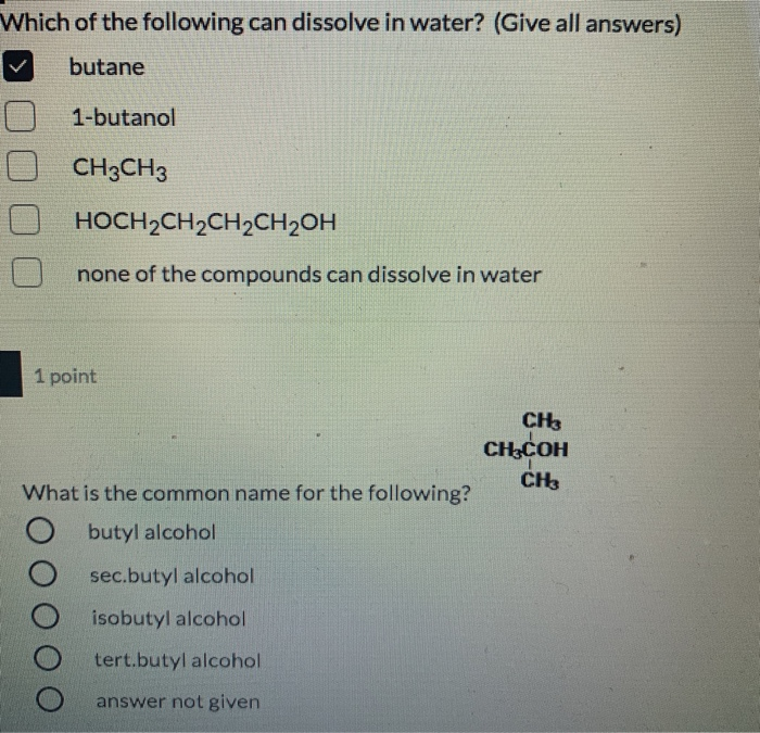 Solved Which of the following can dissolve in water? (Give | Chegg.com