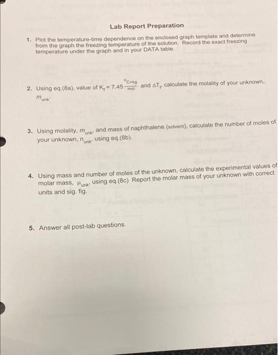 Solved Lab Report Preparation 1. Plot the temperature-time | Chegg.com