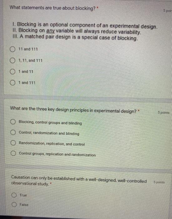 Solved What statements are true about blocking? 5 po 1. | Chegg.com