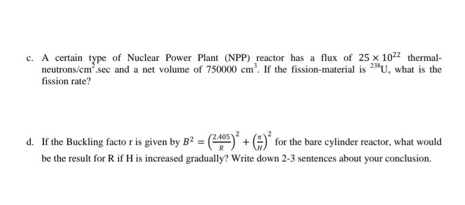 Solved c. A certain type of Nuclear Power Plant (NPP) | Chegg.com