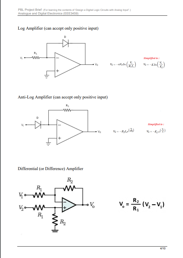 Solved Log Amplifier (can accept only positive | Chegg.com