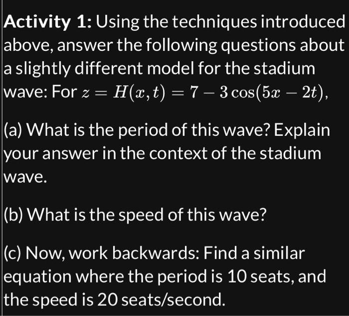 Solved Activity 1: Using the techniques introduced above, | Chegg.com