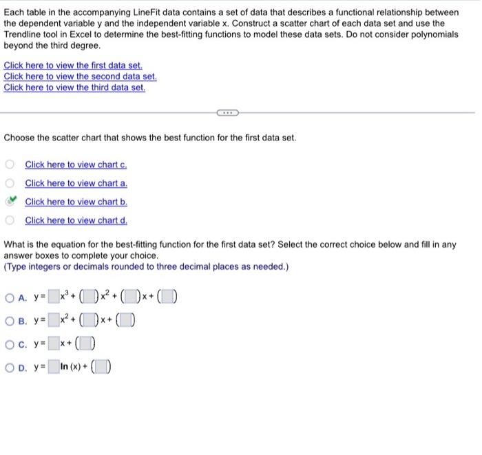 Solved Each table in the accompanying LineFit data contains | Chegg.com