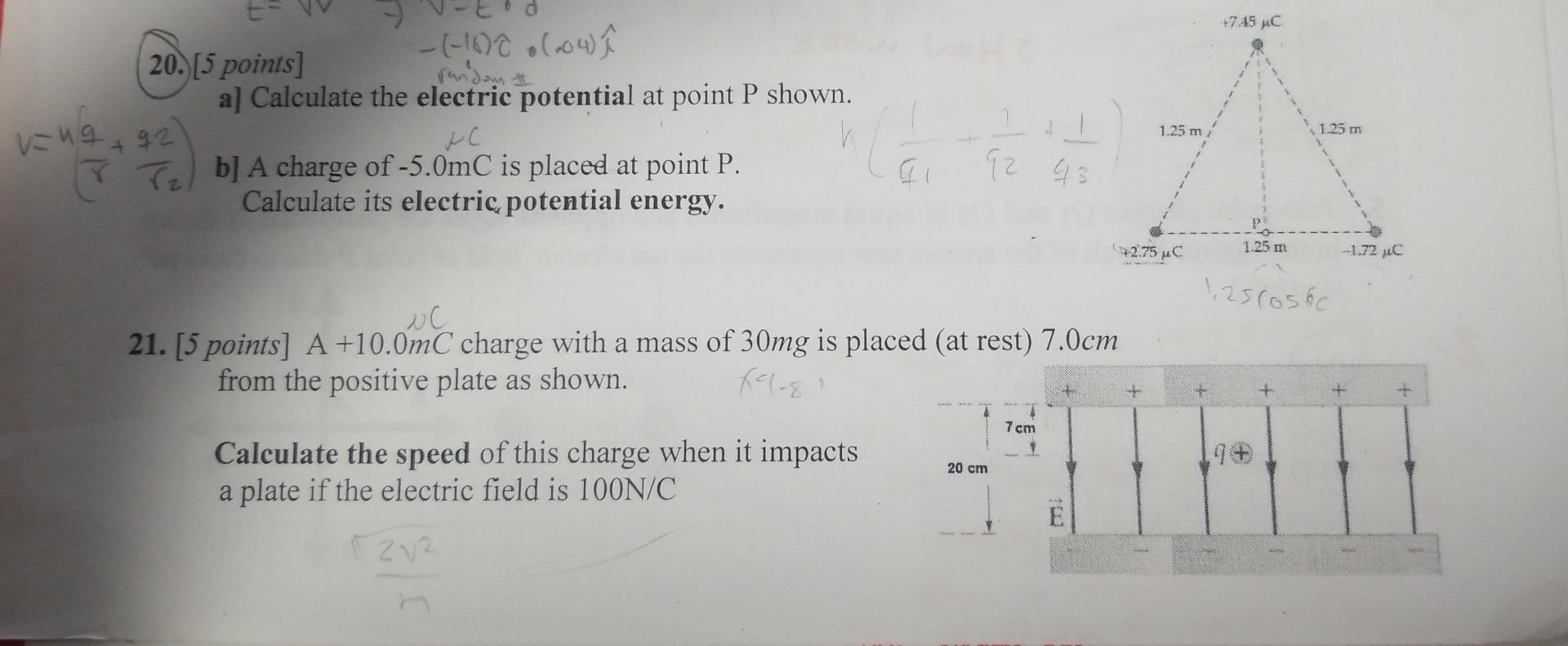 Solved 20. [5 points ] a] Calculate the electric potential | Chegg.com