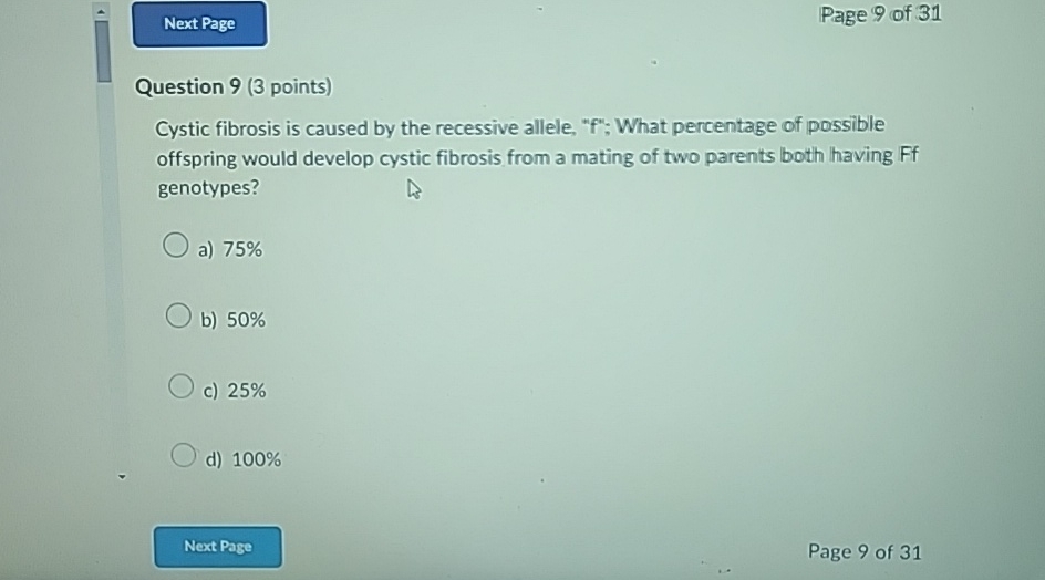 Solved Page 9 ﻿of 31Question 9 (3 ﻿points)Cystic fibrosis is | Chegg.com