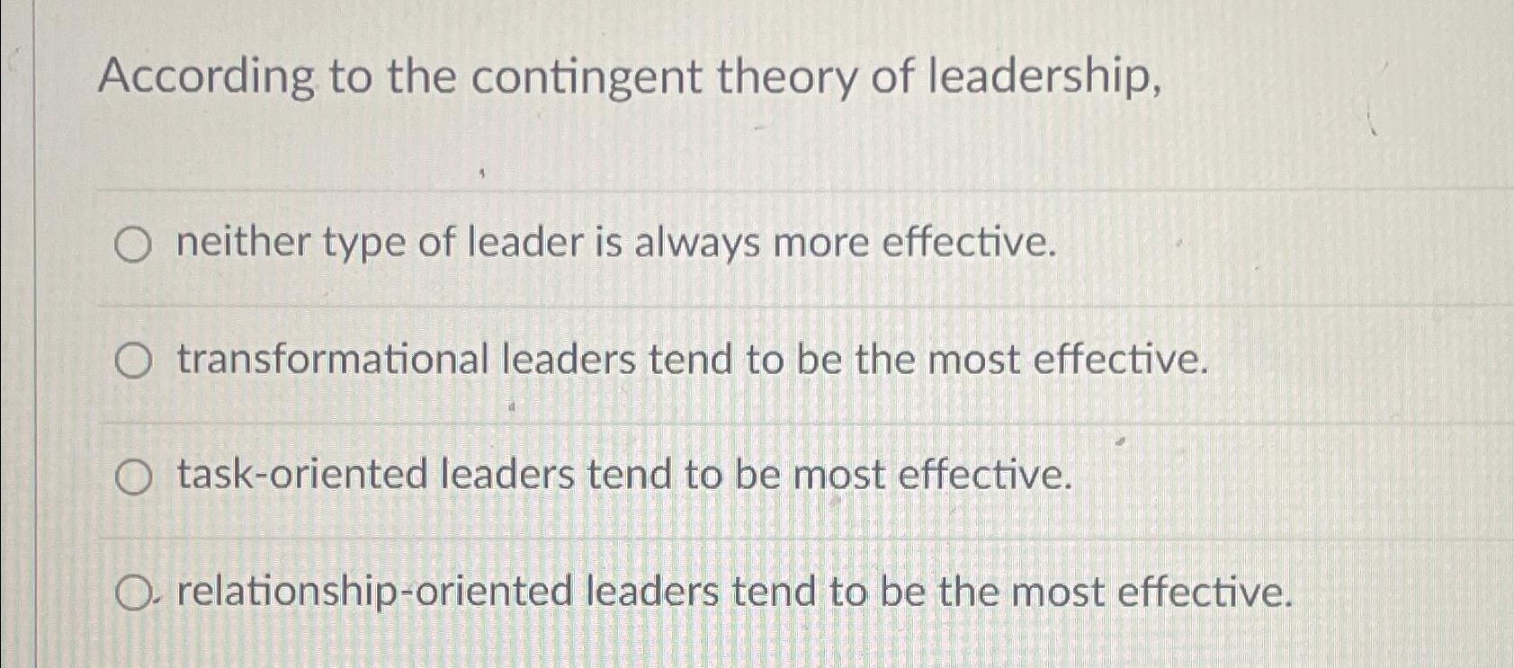 Solved According to the contingent theory of | Chegg.com