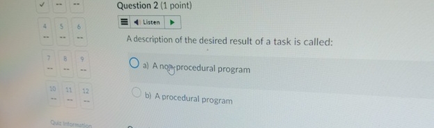 Solved Question 2 (1 ﻿point)456ListenA description of the | Chegg.com