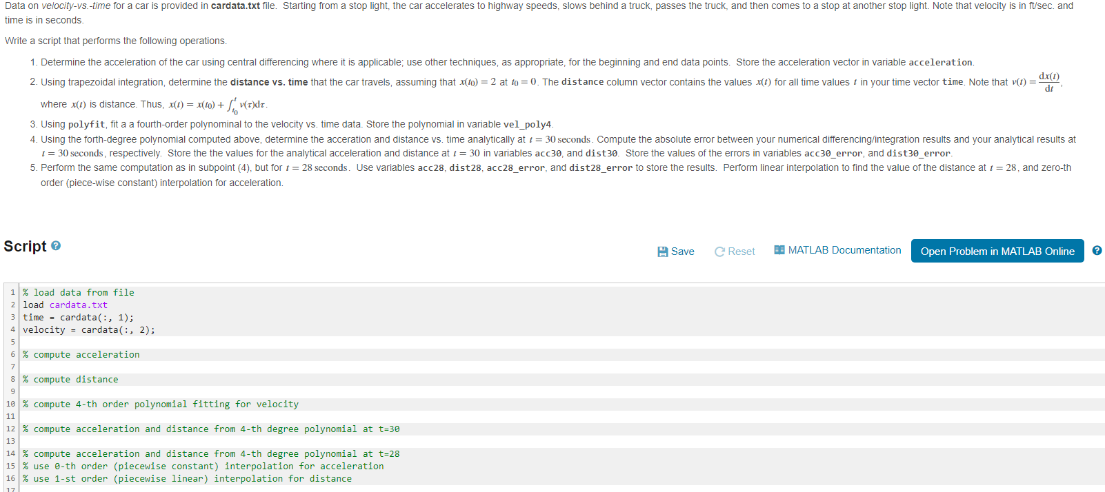 Solved time is in seconds.Write a script that performs the | Chegg.com