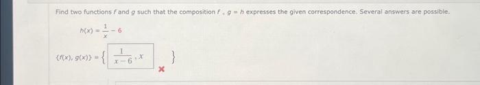 Solved Find two functions f and g such that the composition | Chegg.com