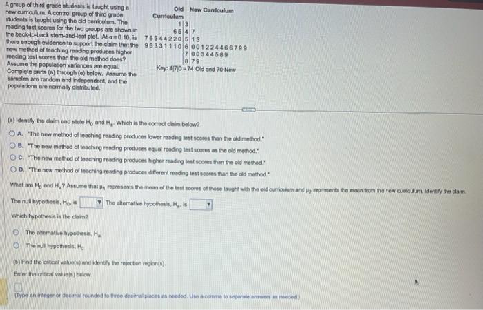 Solved A group of third grode students is taught using a now | Chegg.com