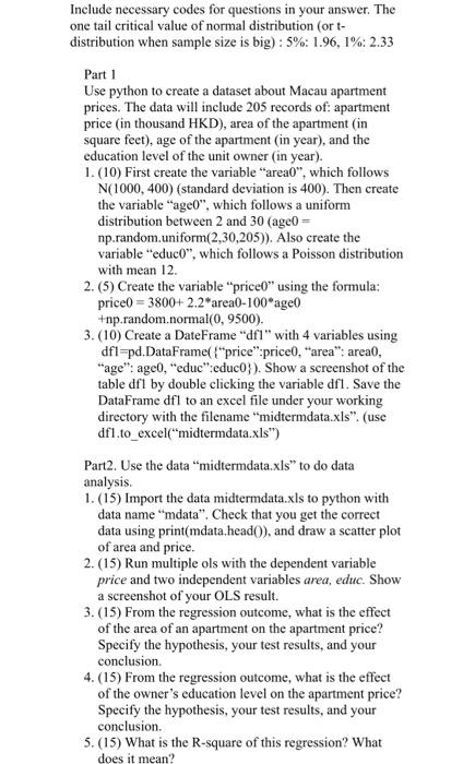 Part2. Use the data “midtermdata.xls” to do data | Chegg.com