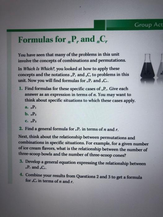 Solved Group Act Formulas for,P, and ,C, You have seen that | Chegg.com
