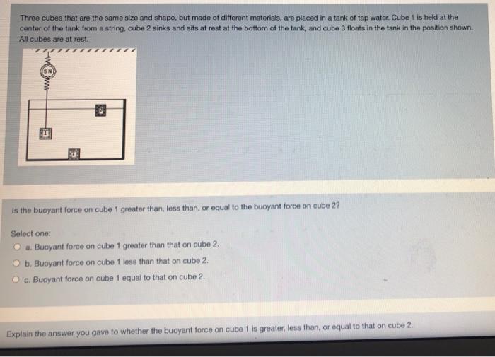Solved Three cubes that are the same size and shape, but | Chegg.com