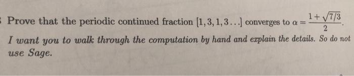 Solved 2 Prove that the periodic continued fraction | Chegg.com