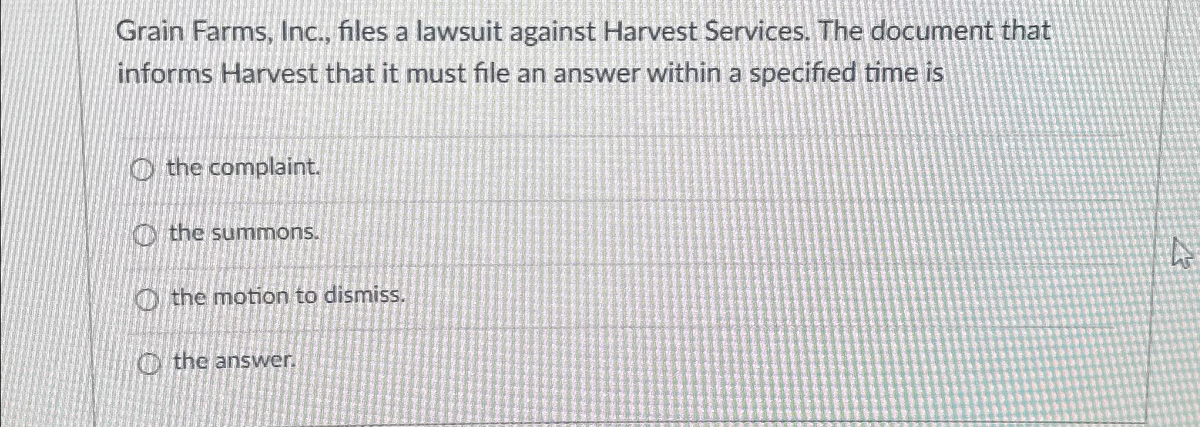 Solved Grain Farms, Inc., files a lawsuit against Harvest | Chegg.com