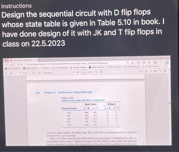 Solved Instructions Design the sequential circuit with D | Chegg.com