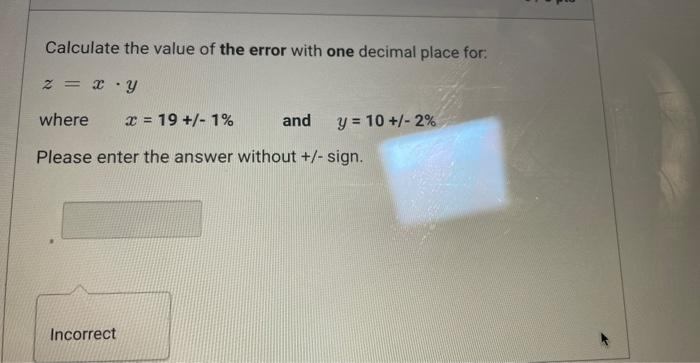 Solved Calculate the value of the error with one decimal | Chegg.com