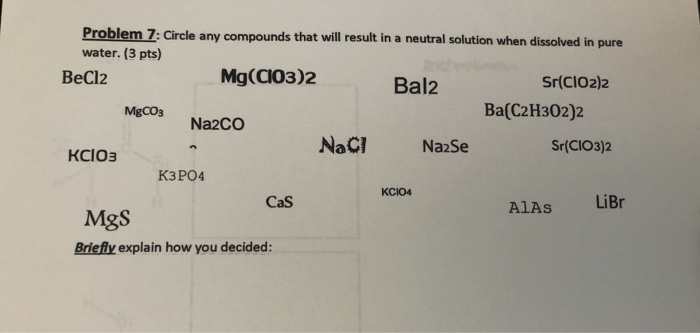 Solved Problem 7: Circle any compounds that will result in a | Chegg.com