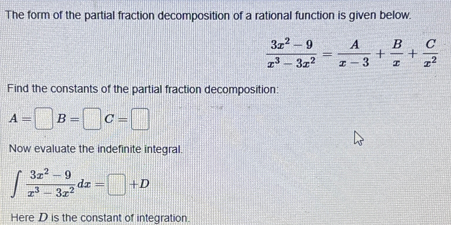 Solved The form of the partial fraction decomposition of a | Chegg.com