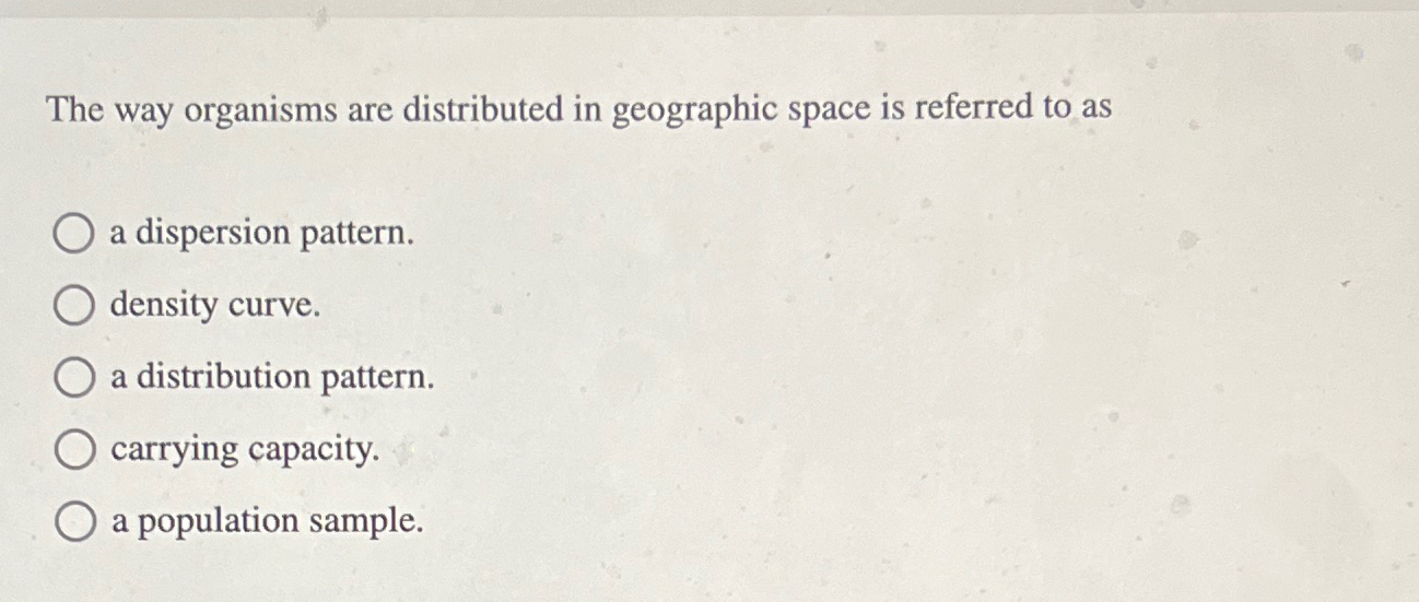 Solved The way organisms are distributed in geographic space | Chegg.com