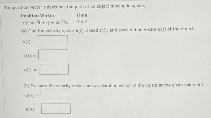 Solved The position vector r describes the path of an object | Chegg.com