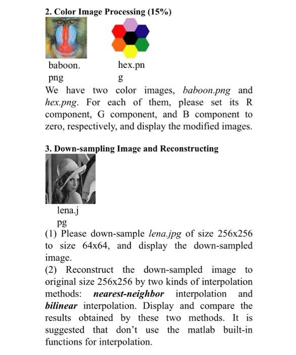 Solved 2. Color Image Processing (15\%) baboon. hex.pn png g | Chegg.com