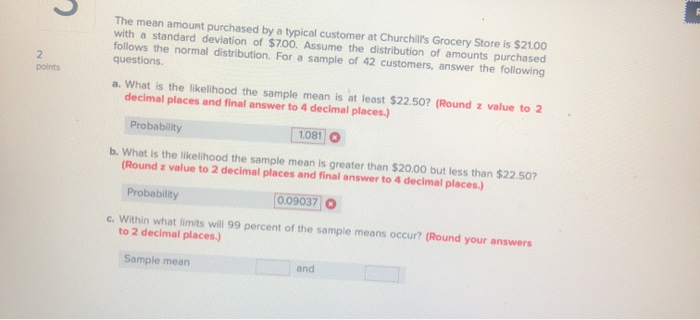 Solved The mean amount purchased by a typical customer at | Chegg.com