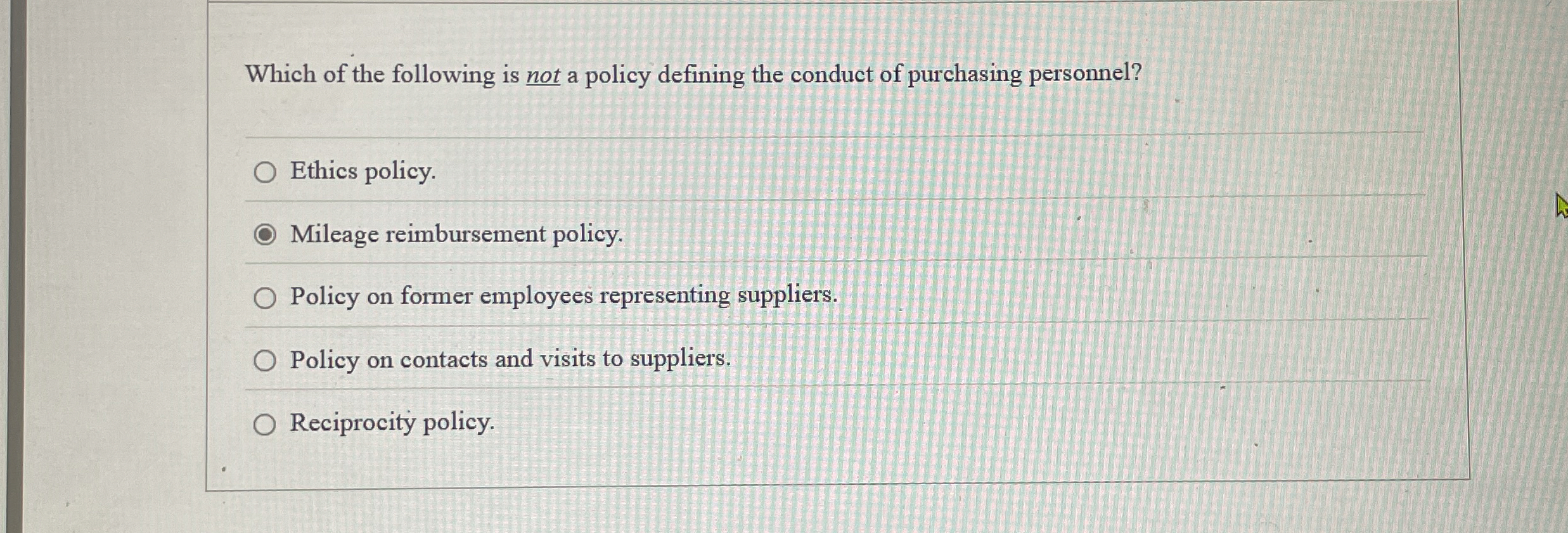 Solved Which of the following is not a policy defining the | Chegg.com