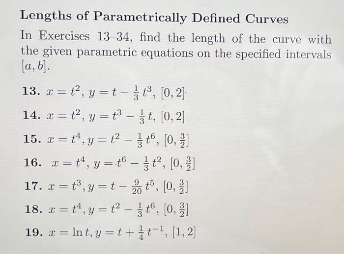 Solved Lengths of Parametrically Defined Curves In Exercises | Chegg.com