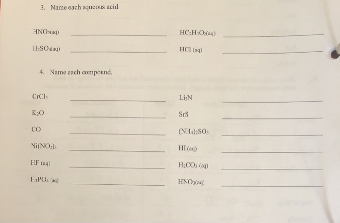 Solved 3. Name each aqueous acid. HNO2(aq) HC,H,O2(aq) | Chegg.com