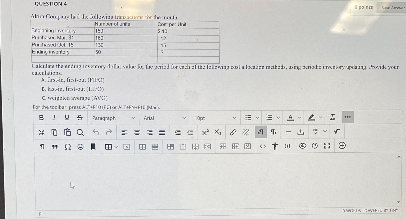 Solved QUESTION 46 ﻿pointsAkira Company had the following | Chegg.com