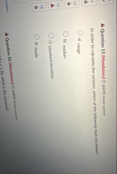 Solved Question 15 (Mandatory) (1 ﻿point) ﻿Retake questionIn | Chegg.com