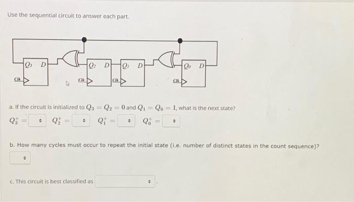 Solved Use the sequential circuit to answer each part. Clk | Chegg.com