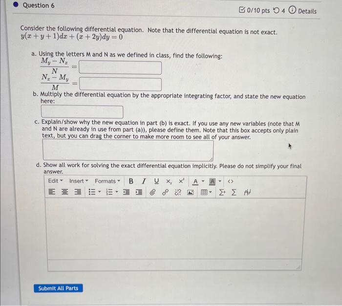 Solved Consider the following differential equation. Note | Chegg.com