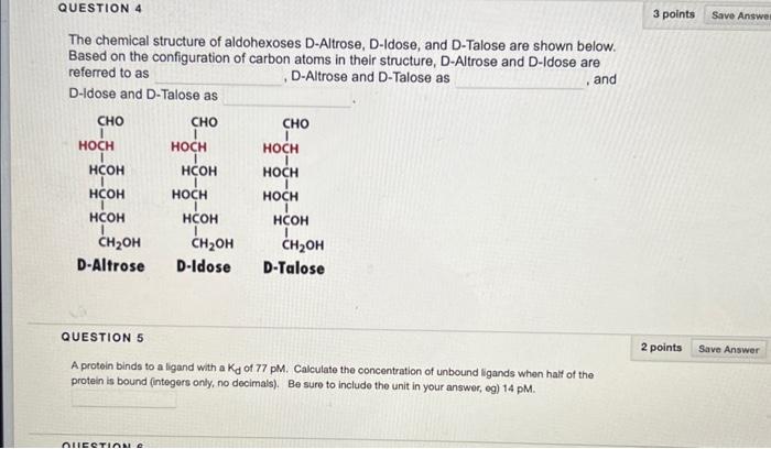 Solved he chemical structure of aldohexoses D-Altrose, | Chegg.com