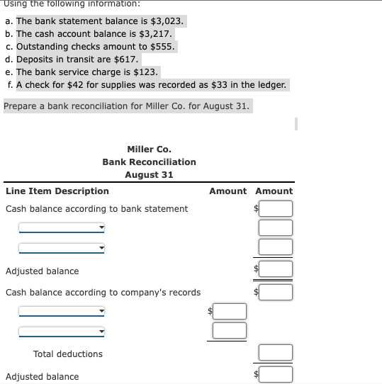 Solved Using the following information:a. ﻿The bank | Chegg.com