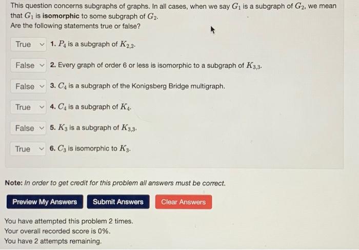 Solved This question concerns subgraphs of graphs. In all | Chegg.com