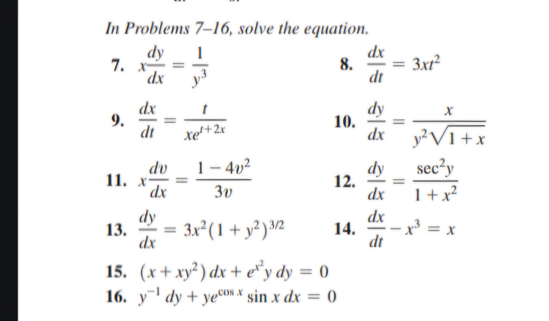 Solved In Problems 7-16, ﻿solve the equation. I need help | Chegg.com