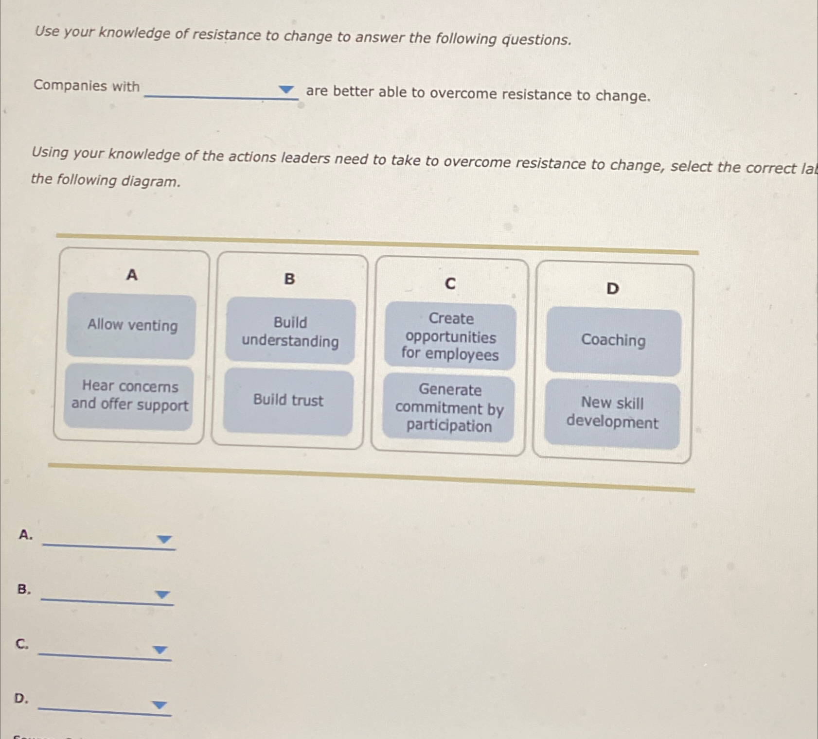 Solved Use your knowledge of resistance to change to answer | Chegg.com