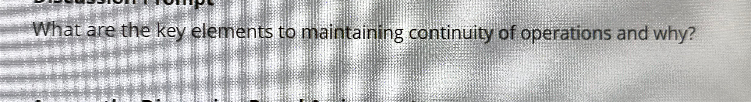 Solved What are the key elements to maintaining continuity | Chegg.com