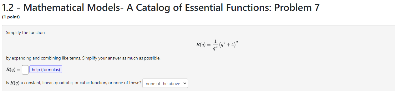 Solved 1.2 - ﻿Mathematical Models- ﻿A Catalog of Essential | Chegg.com