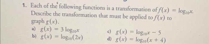Solved Each of the following functions is a transformation | Chegg.com
