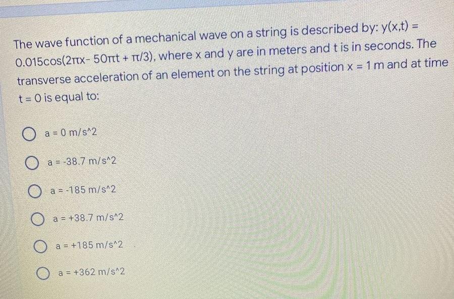 Solved The wave function of a mechanical wave on a string is | Chegg.com
