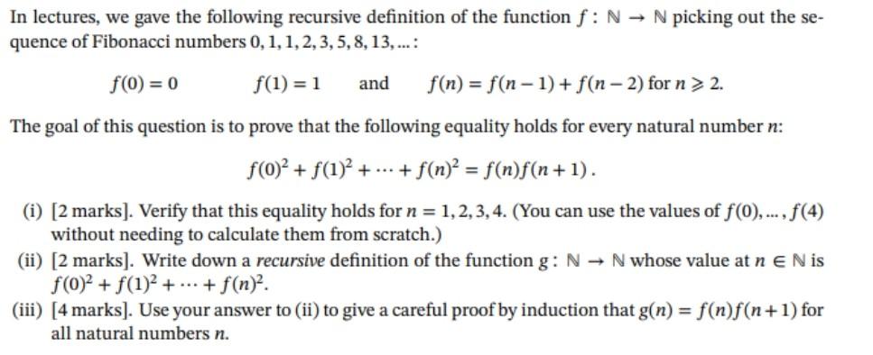 Solved In lectures, we gave the following recursive | Chegg.com