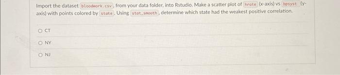Import the dataset bloodwork.csv, from your data | Chegg.com