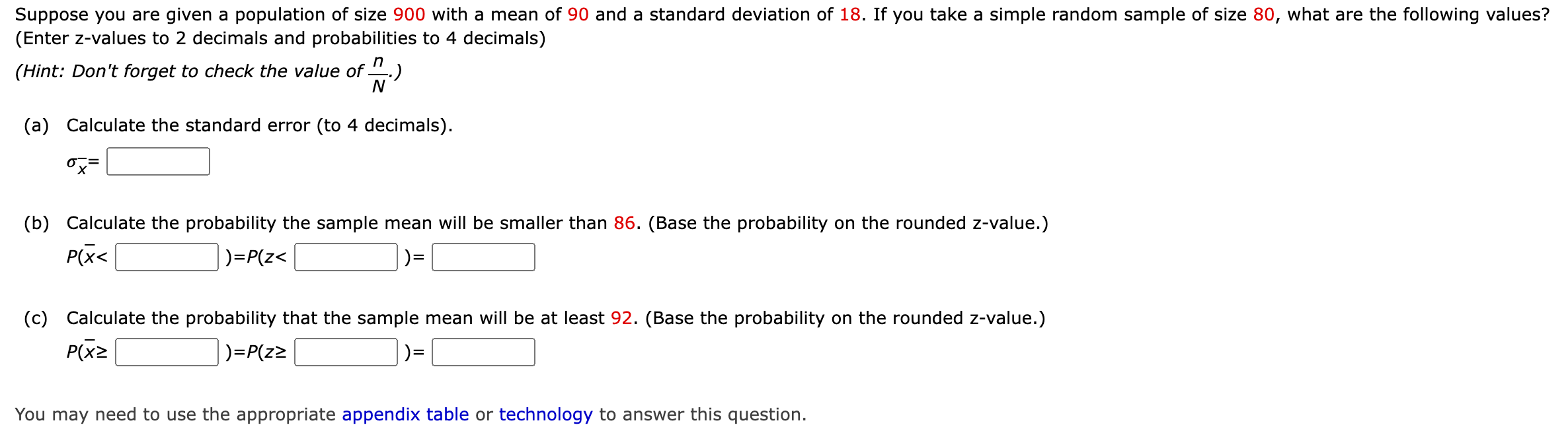 Solved (Enter z-values to 2 ﻿decimals and probabilities to 4 | Chegg.com