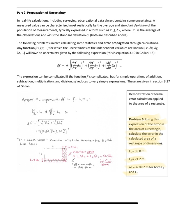 Solved Part 2: Propagation of Uncertainty In real-life | Chegg.com