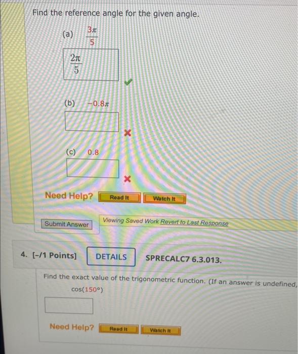 Solved Find the reference angle for the given angle. (a) 53π | Chegg.com