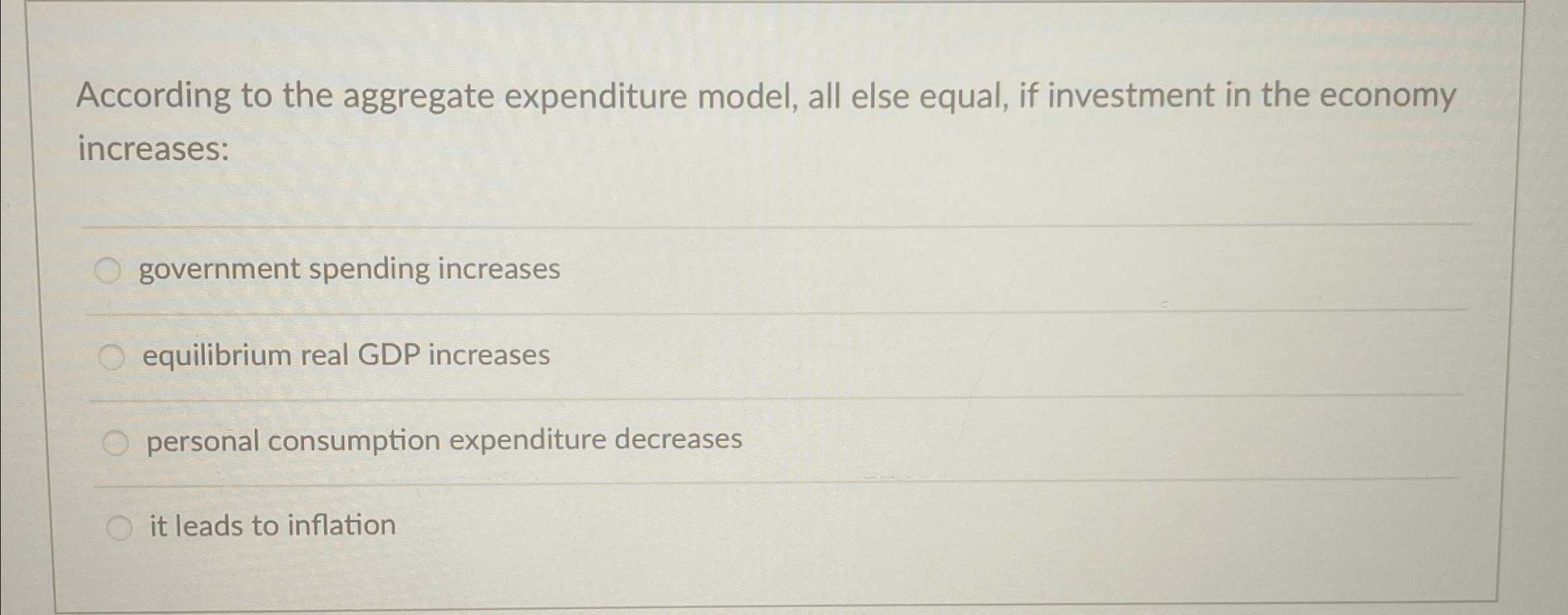 Solved According to the aggregate expenditure model, all | Chegg.com